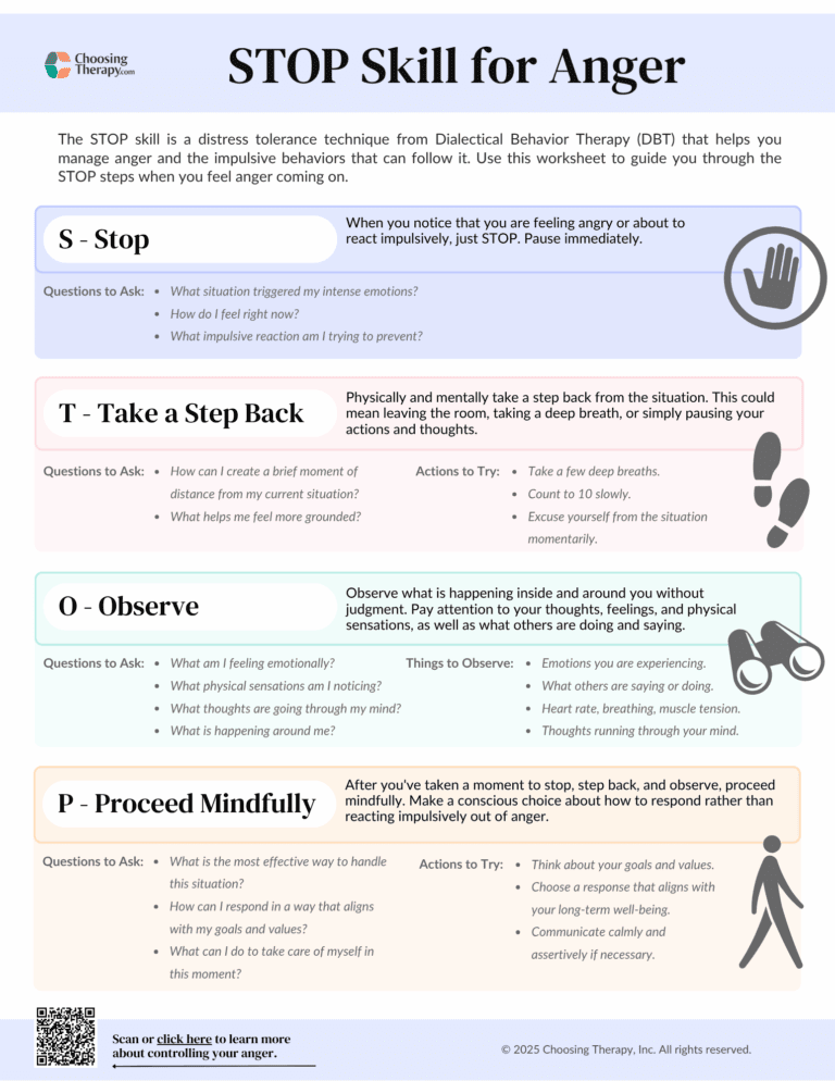 Free Anger Management Worksheets (Printable PDFs) | ChoosingTherapy.com