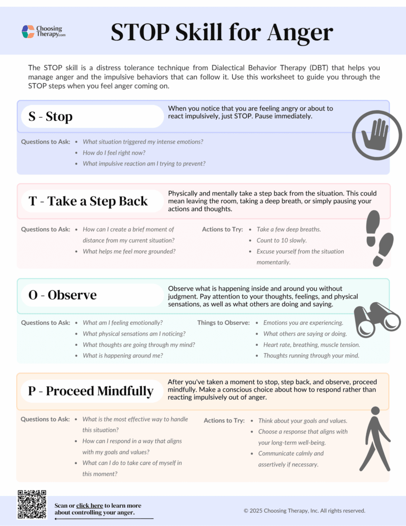 Free Anger Management Worksheets (Printable PDFs) | ChoosingTherapy.com