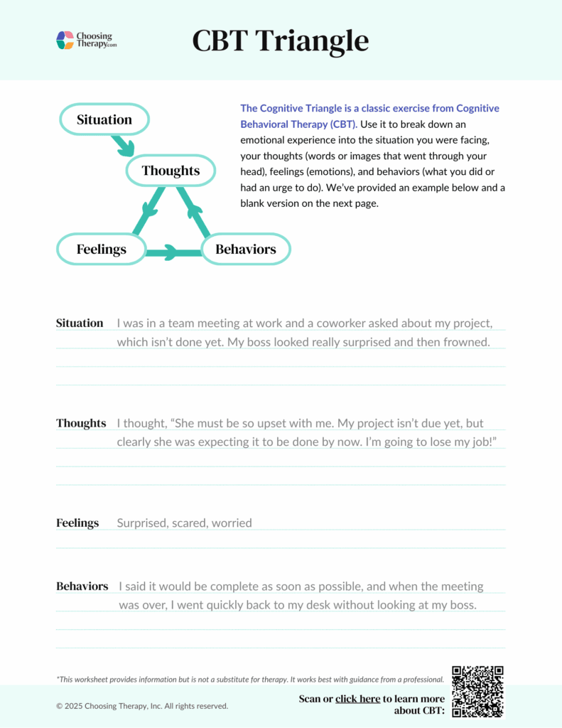 Free CBT Worksheets (Printable PDF Downloads) | ChoosingTherapy.com