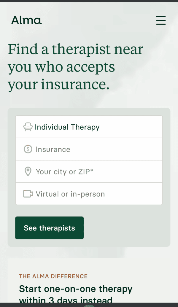 I Used Alma to Find a Therapist - Here's How It Went