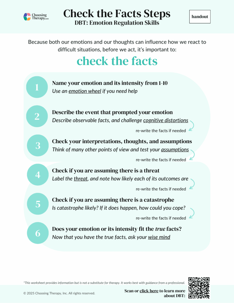 Check the Facts DBT Worksheet (Free Printable PDF) | ChoosingTherapy.com