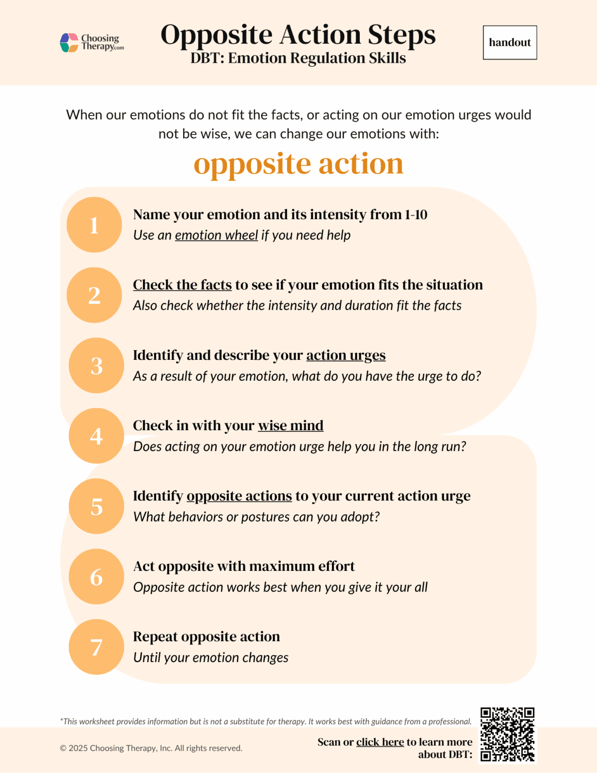 Opposite Action DBT Worksheet (Free Printable PDF) | ChoosingTherapy.com