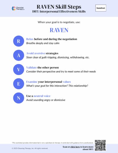 RAVEN Skill DBT Worksheet (Free PDF Download) | ChoosingTherapy.com