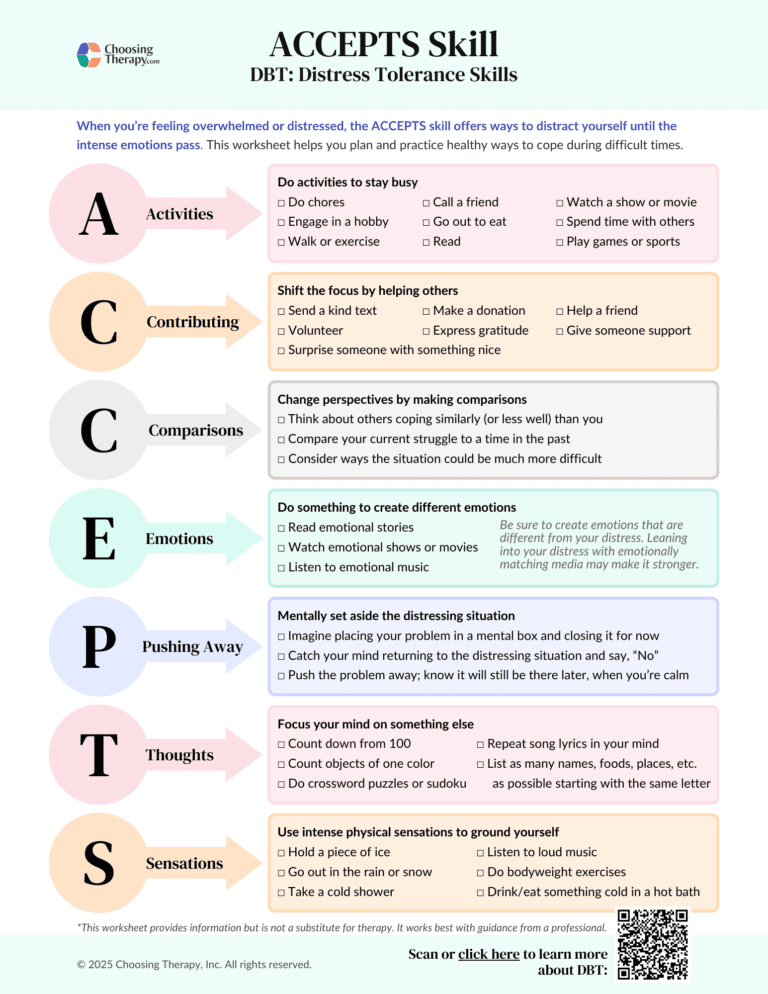 ACCEPTS Skill DBT Worksheet (Free PDF Download) | ChoosingTherapy.com
