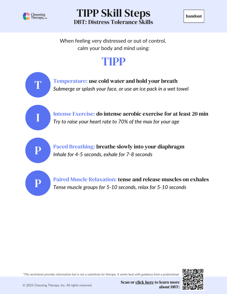 TIPP Skill Worksheet (Free PDF Download) | ChoosingTherapy.com