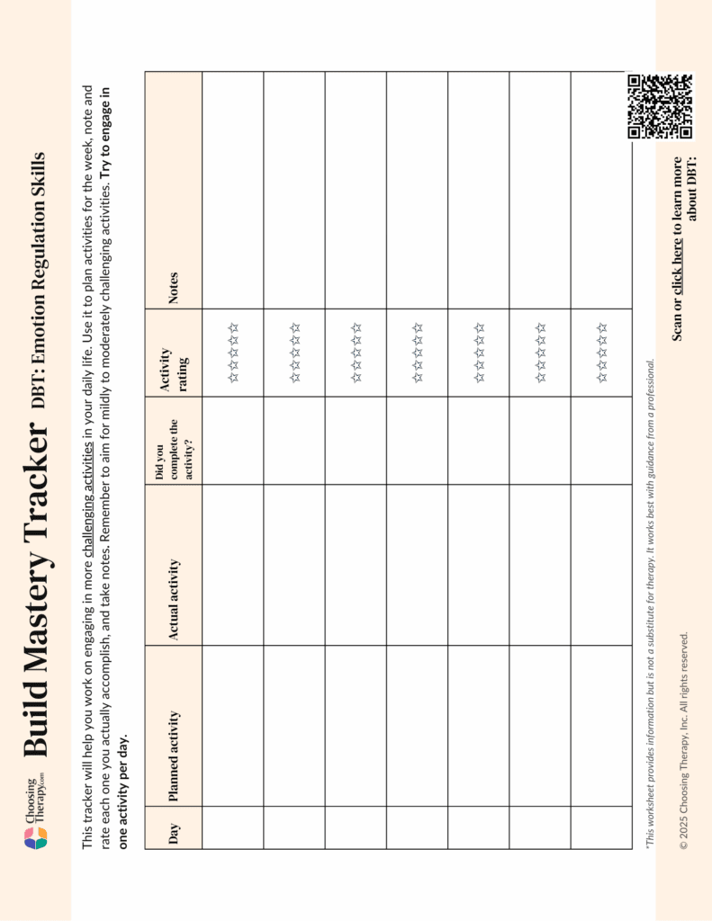 Build Mastery Worksheet (Free Printable PDF) | ChoosingTherapy.com