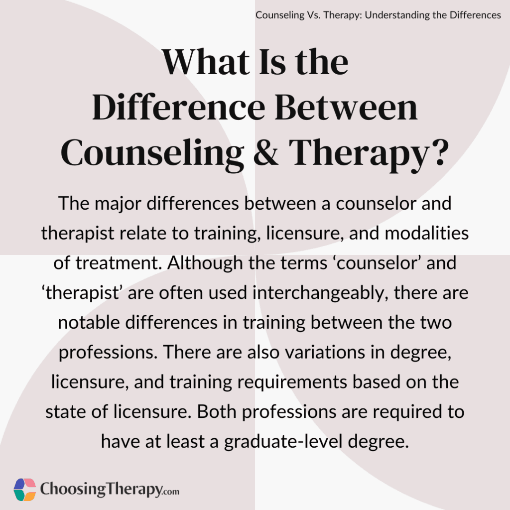 What Is the Difference Between a Counselor & a Therapist?
