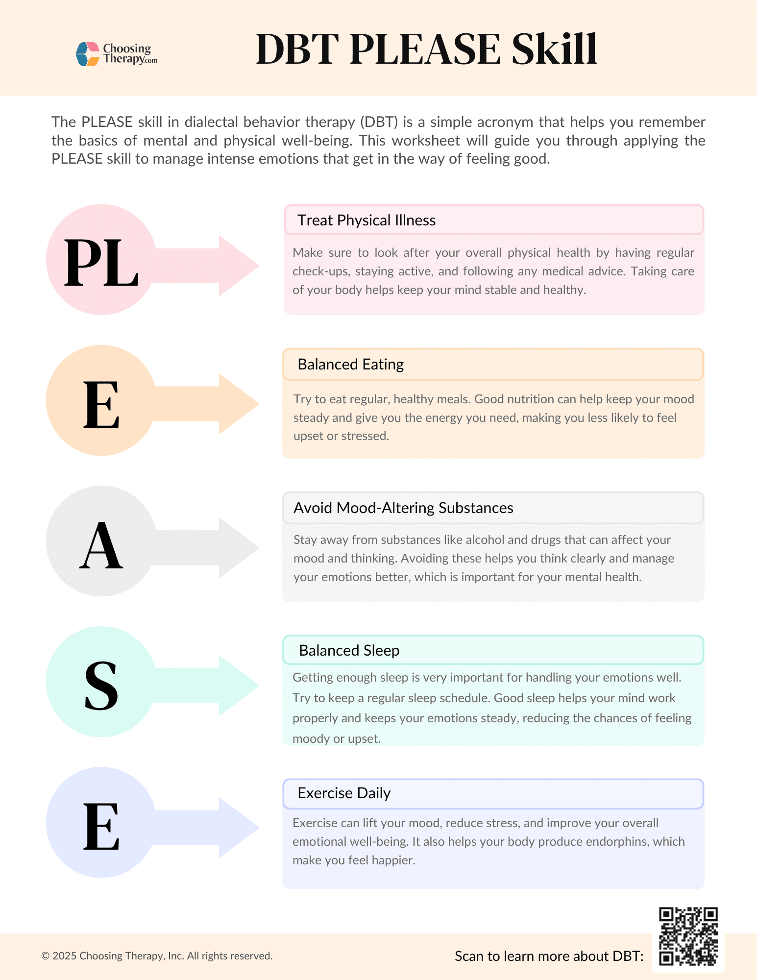 Free DBT PLEASE Skills Worksheet (Printable PDF) | ChoosingTherapy.com